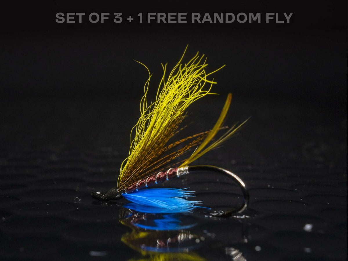 3 Purple Blue Charm + 1 FREE random salmon fly — Salmon fly fishing wet ...